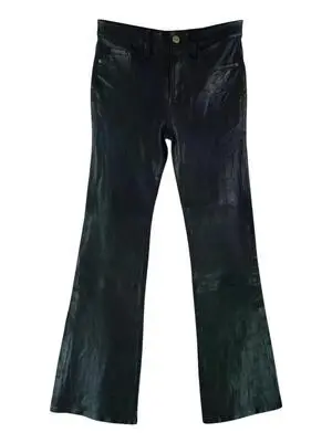 FRAME Flared Leather Trousers - Black