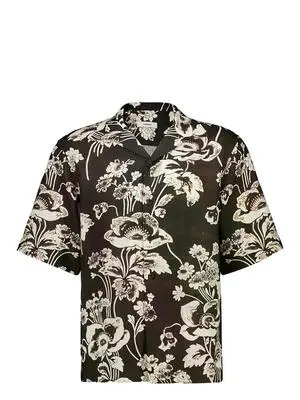 Commas Painted Peonies Shirt - Brown