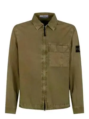 Stone Island Logo-patch Chest-pocket Overshirt - Green
