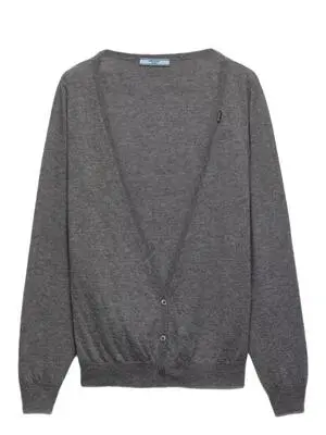 Prada Cashmere V-neck Cardigan - Grey