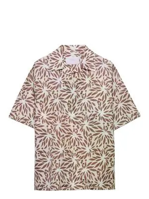 Prada Printed Cotton Bowling Shirt - Neutrals