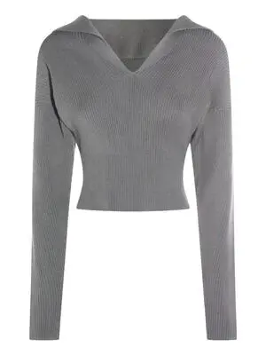 Rick Owens Ribbed V-neck Sweater - Grey