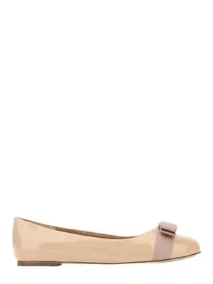 FERRAGAMO Varina Leather Ballet Flats - Neutrals