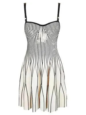 Elisabetta Franchi Striped Knit Mini Dress - Neutrals