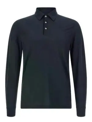 ZANONE Buttoned Long-sleeve Polo Shirt - Blue