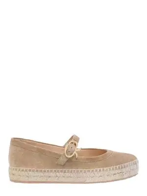 GIANVITO ROSSI Elda Buckled Espadrille Ballet Flats - Neutrals