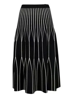 Elisabetta Franchi Knitted Geometric Midi Skirt - Black