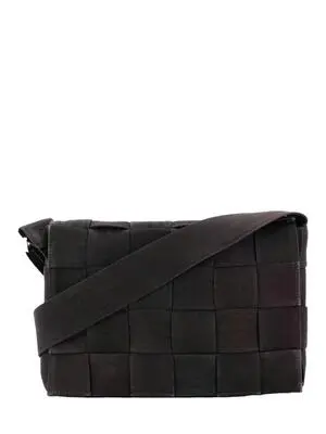 Bottega Veneta Cassette Crossbody Bag Maxi Intrecciato Webbed Canvas - Brown