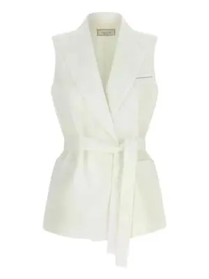 Peserico Belted Gilet - White