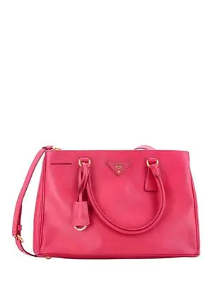 Prada Double Zip Lux Saffiano Leather Small Tote Bag - Pink