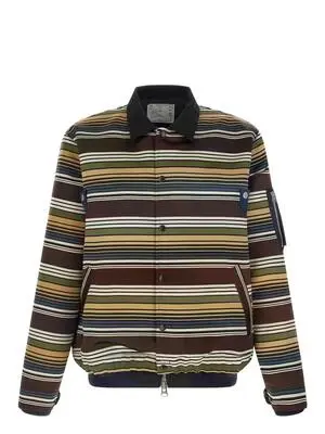 Sacai Striped Bomber Jacket - Brown