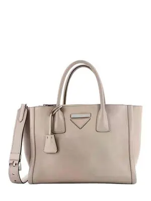 Prada Concept Double Zip Calfskin Medium Tote Bag - Neutrals