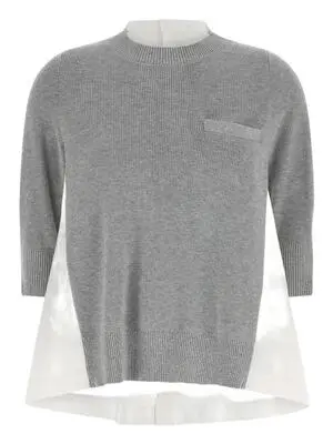 Sacai Asymmetric Hem Crew-neck Sweater - Grey