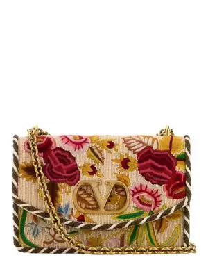Valentino Garavani Embroidered Shoulder Bag - Neutrals