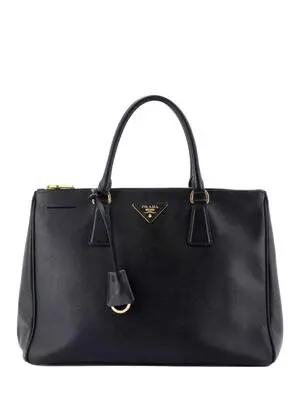 Prada Double Zip Lux Saffiano Leather Medium Tote Bag - Black