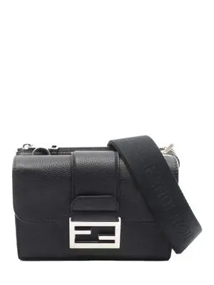 Fendi 2010-2026 Grained Leather Double Baguette - Black
