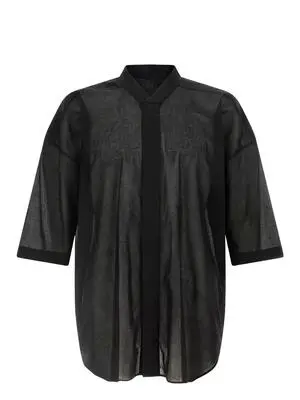 Rick Owens Jumbo Faun High-neck Short-sleeve Shirt - Black