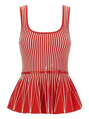 Elisabetta Franchi Striped Pleated Top - Red