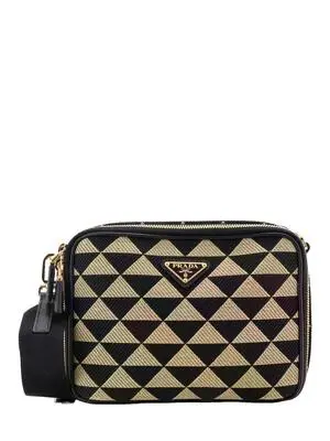 Prada Symbole Zip Around Jacquard Crossbody Bag - Black