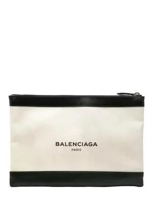 Balenciaga 2017 Canvas Navy Clip Clutch Bag - Black