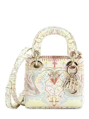 DIOR Lady Dior Beaded Embroidered Leather Micro Satchel