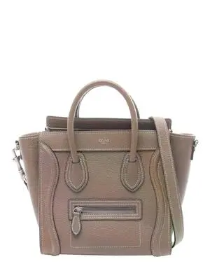 Celine 2010-2026 Nano Leather Luggage Tote Satchel - Grey