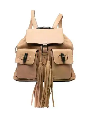 GUCCI Leather Bamboo Tassel Backpack