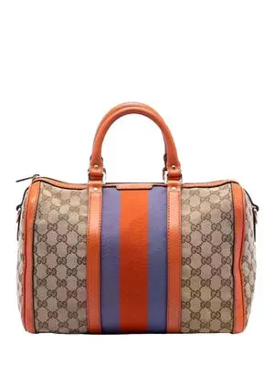 Gucci 2016-2026 Medium Gg Canvas Web Joy Boston Satchel - Brown