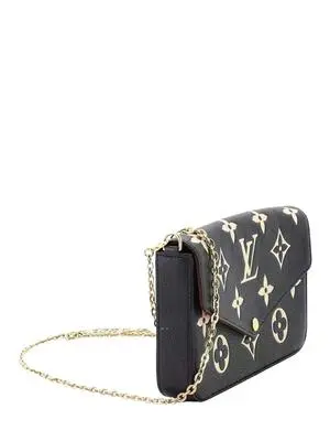 LOUIS VUITTON Felicie Pochette Bicolor Monogram Empreinte Giant Crossbody Bag Black