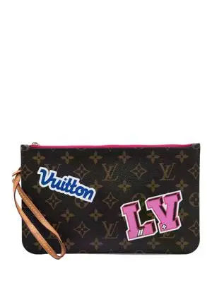 LOUIS VUITTON 2018 Monogram Patches Neverfull Mm Pouch - Brown