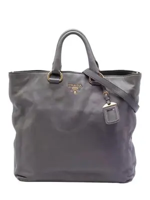 Prada Soft Calf Open Convertible Tote Satchel - Grey