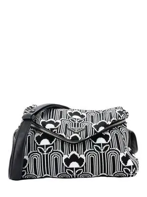 Prada Signaux Jacquard Knit Hobo Bag - Black