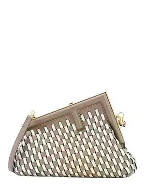 Fendi First Bag Woven Leather Clutch - Neutrals