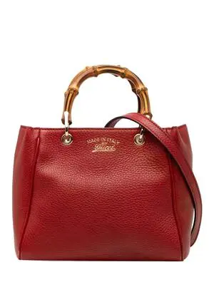 Gucci 2000-2015 Mini Calfskin Bamboo Shopper Satchel - Red
