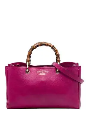 Gucci Medium Calfskin Bamboo Shopper Satchel - Pink