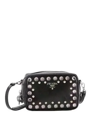 Prada Vernice Saffiano Leather Mini Crossbody Bag - Black