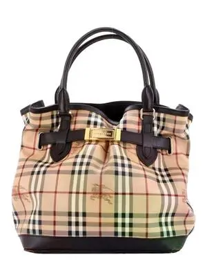 Burberry Golderton Haymarket Coated Canvas Medium Tote Bag - Brown