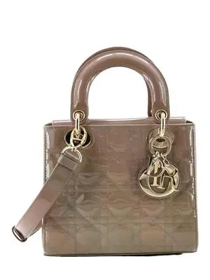 Dior Lady Dior Small Satchel Cannage Quilt Patent Neutrals