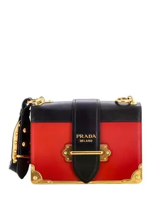 Prada Cahier Chain City Calf And Saffiano Small Crossbody Bag - Black
