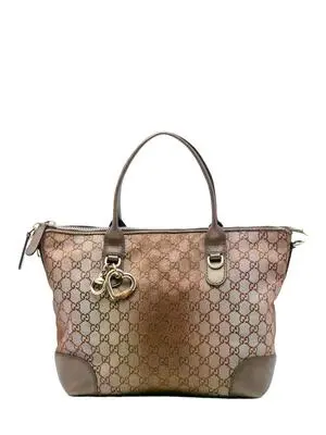 Gucci Gg Lurex Heart Bit Satchel - Brown