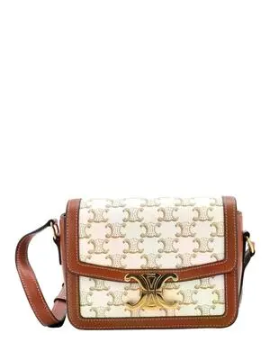 Celine Triomphe Triomphe Coated Canvas Teen Shoulder Bag Neutrals