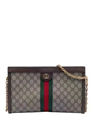 Gucci Gg Supreme Ophidia Chain Shoulder Bag - Brown