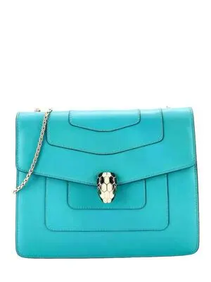 BVLGARI Serpenti Forever Square Leather Medium Shoulder Bag - Blue