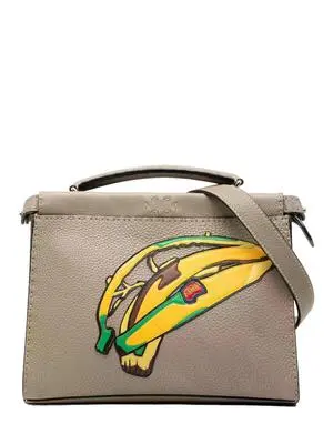 Fendi Sue Tilley Mini Peekaboo Satchel Calfskin Romano Selleria Banana Printed Brown