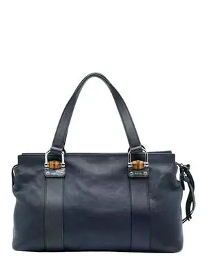 Gucci Leather Bamboo Bar Satchel - Blue