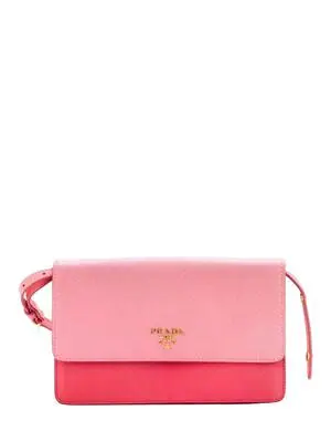 PRADA Prada Saffiano Leather Wallet On Strap Small Crossbody Bag