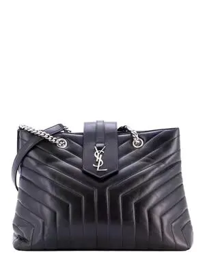 Saint Laurent Loulou Matelassé Chevron Leather Large Tote Bag - Black
