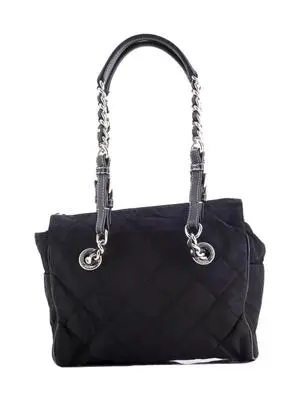 Prada Convertible Chain Tote Quilted Tessuto Medium - Black