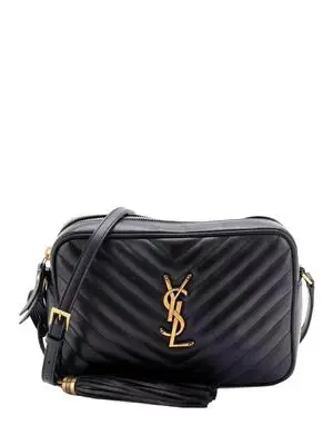 Saint Laurent Lou Camera Bag Matelassé Chevron Leather Small Crossbody Bag - Black
