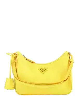 Prada Re-edition Hobo Saffiano Leather Mini Shoulder Bag - Yellow